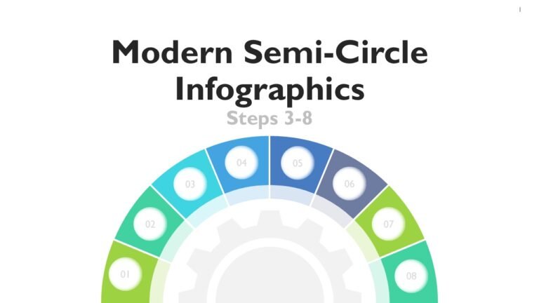 Modern Semi Circle Steps 3 to 8 PowerPoint Infographics Template