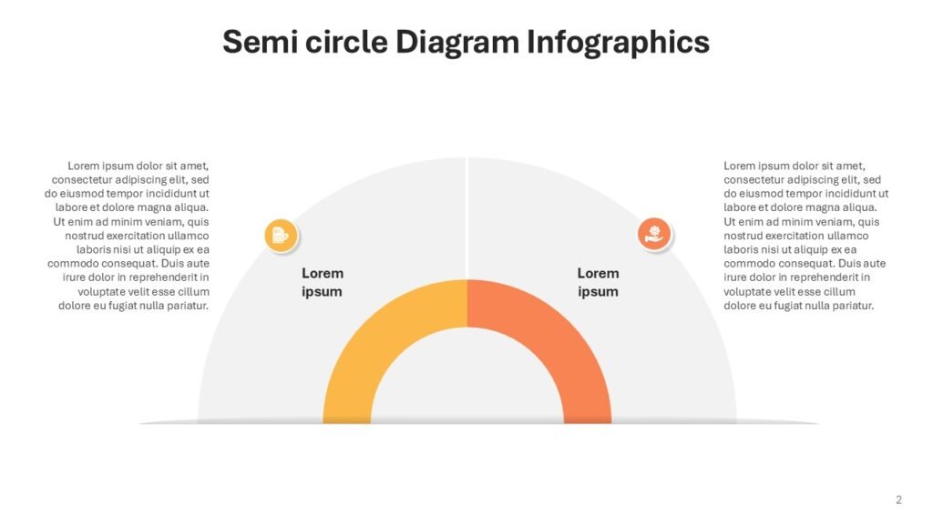 Semi Circle Diagram Infographics Steps 2 to 8 Presentation