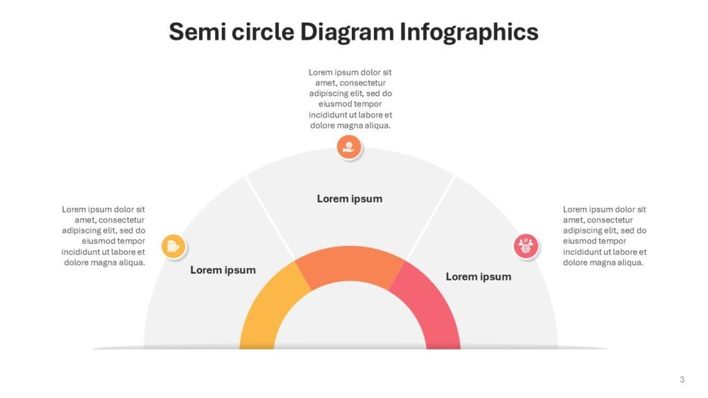 Semi Circle Diagram Infographics Steps 2 to 8 Presentation